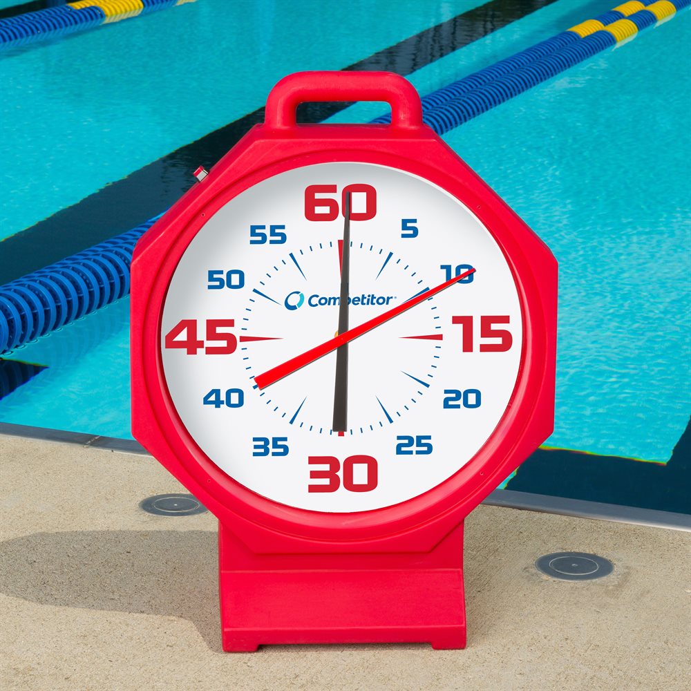 Competitor 15 inch Pace Clock, Battery Operated, Red / White